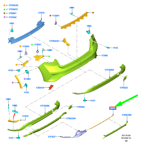 FORD FOCUS MK4 Rear Bumper Trim 2344780 NEW GENUINE | eBay UK