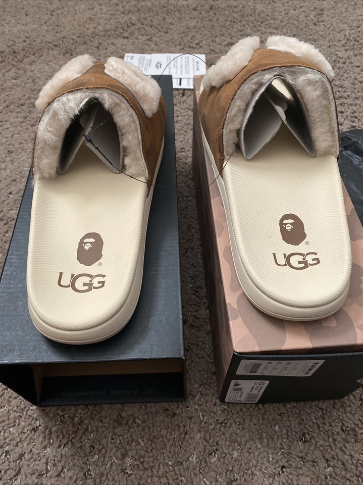 VERY RARE Bape x Ugg Xavier Fur Logo Sandals/Slides | eBay