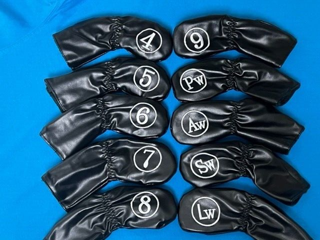NEW 10pc Set Black Soft Synthetic Leather Golf Iron Head Covers LEFT ...