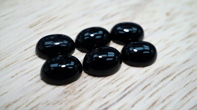Onyx noir naturel pierres précieuses en vrac Lot 12*10 MM forme ovale ...