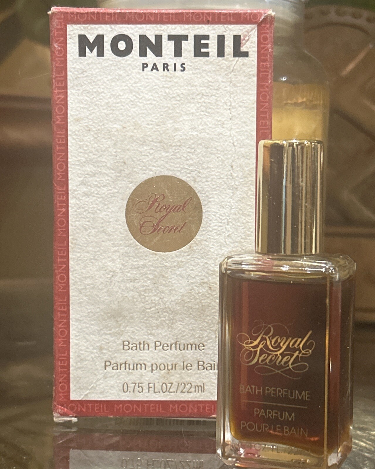 MONTEIL PARIS ROYAL SECRET 3/4 OZ FL/22 ML BATH PERFUME Vintage With ...