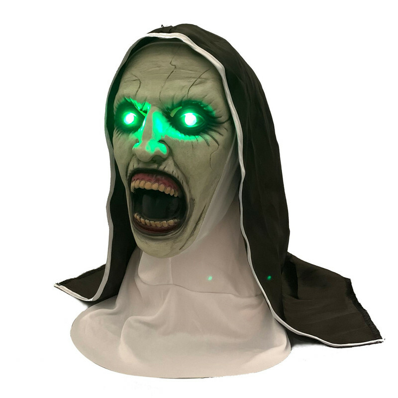 The Nun Valak Mask The Conjuring W/ Eye LED Scary Mask Cosplay ...