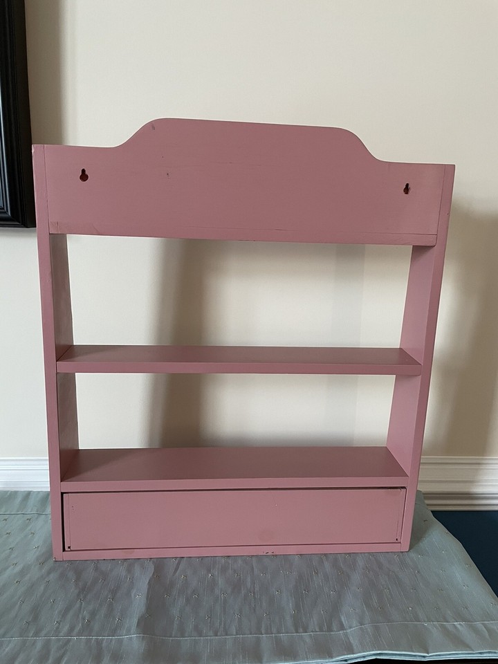Trinket Shelf VTG Pink Shabby Chic Wood Wall Display Shelf With a ...