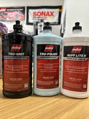 Malco Buff Lite Finishing Creme + Tru Grit Heavy Compound+Tru Finish ...