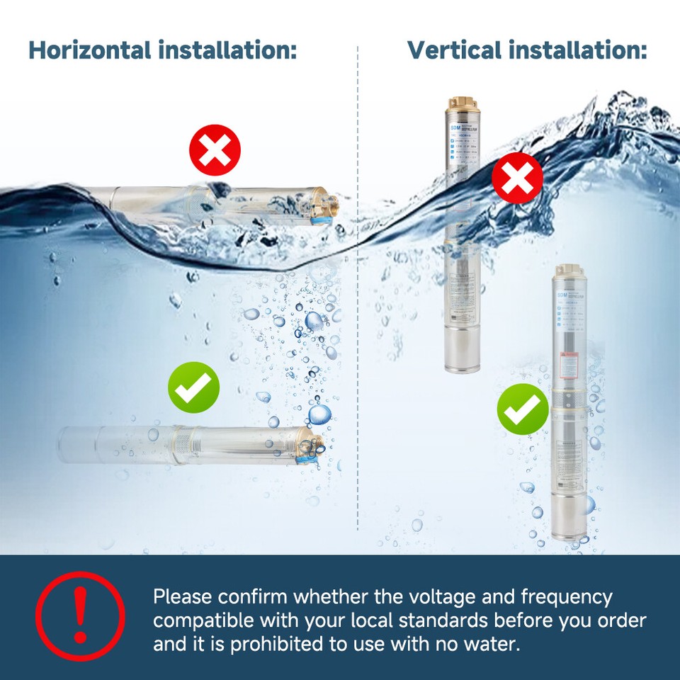 4"Deep Well Borehole Submersible Pump Clean Water Stainless Steel 370 ...