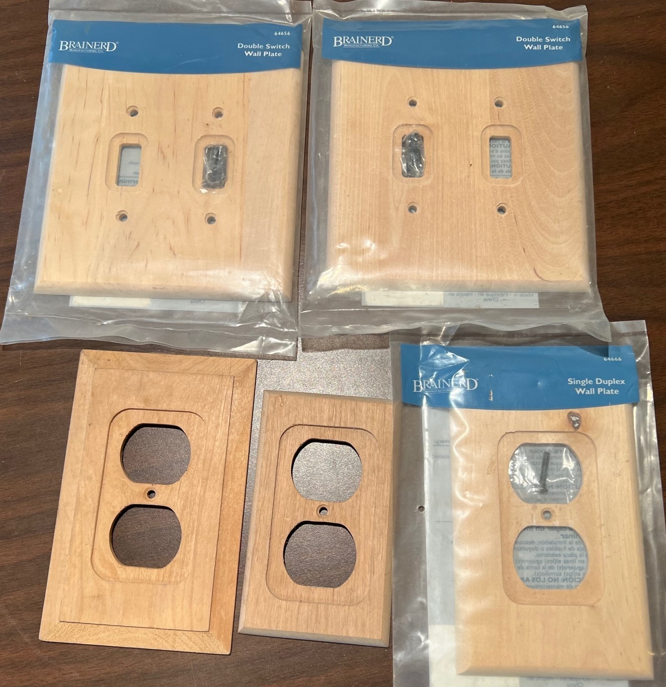 Brainerd Birch cover plates- 5 Piece Lot 2 double switch 3 outlets | eBay