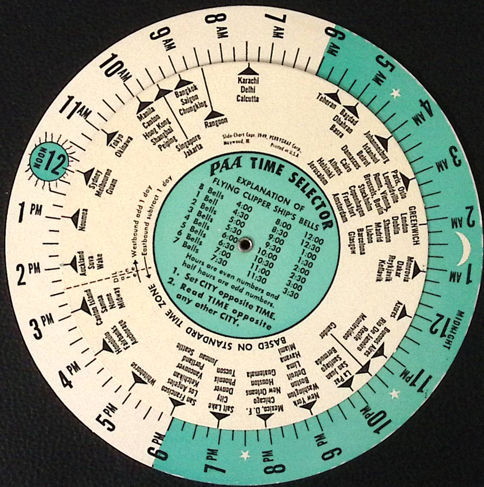 TWA Time Zone Selector Wheel Clipper Travel Gives You Time c1949 | eBay