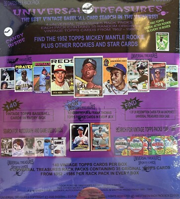 2020 UNIVERSAL TREASURES BASEBALL BOX 140 TOPPS Cards 1952-86 MANTLE RC ...