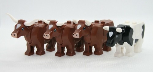 NEW Lego Cow Calf - Brown Black and White Medium Nougat Tan Farm Animal ...