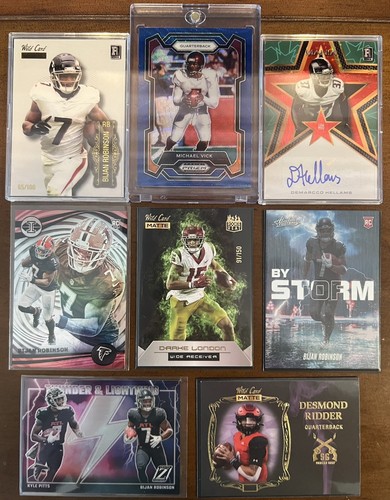 HUGE Atlanta Falcons 112 Card Lot- Bijan RCs, #d Michael Vick, Autos ...