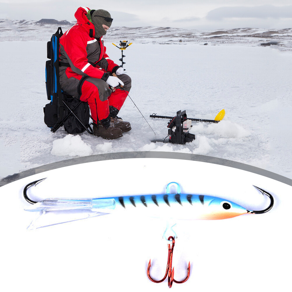 AU 83mm/18g Fishing Lures Treble Hook Ice Fishing Lures Pesca Tackle ...