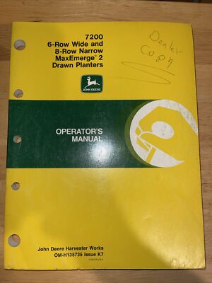 John Deere 7200 MaxEmerge Drawn 6/8 Row Planters Operator's Manual OM ...