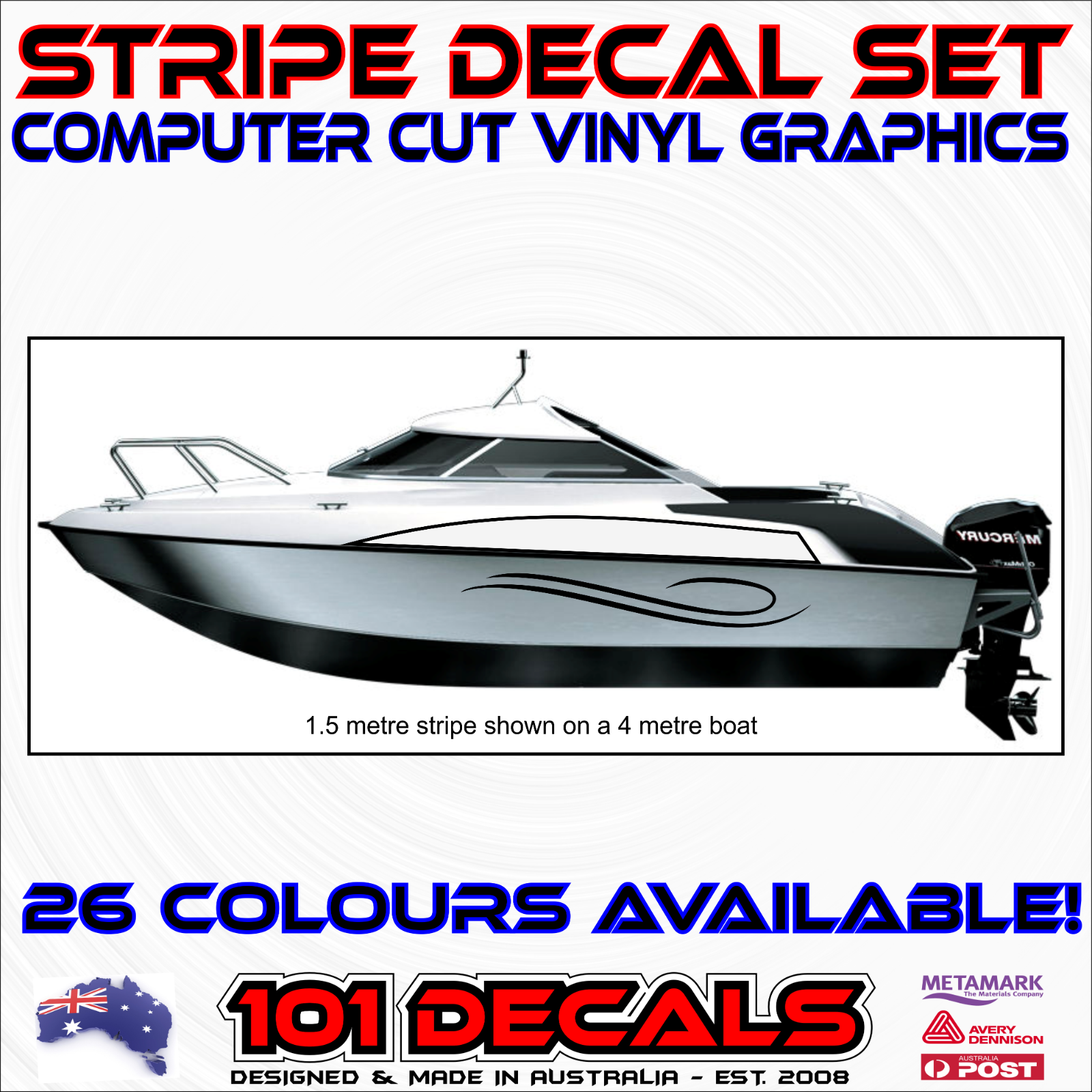 STRIPE #4 pinstriping marine decal sticker set for car,boat,tinny ...