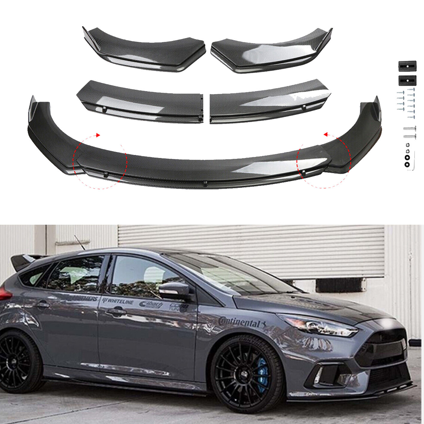 Front Bumper Lip Splitter Spoiler Carbon Fiber Style For Ford Taurus ...