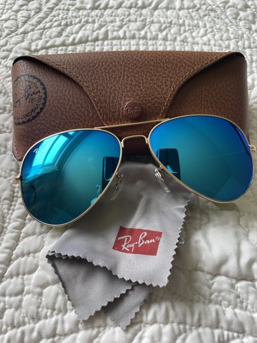 ray ban sunglasses aviator 58 Mm Gold frame / Blue Mirrored | eBay