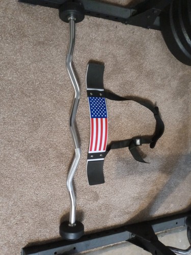 Rubber Barbell, 20 LB Pre-Loaded Weight EZ Curl bar + arm blaster | eBay
