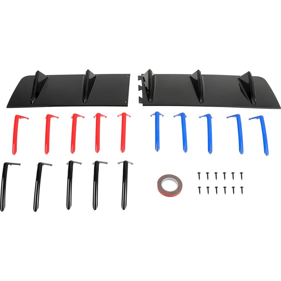 For VW Passat B7 B8 Gloss Black Rear Diffuser Lip Bumper Shark Fins ...