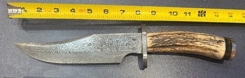 Large Steketee Damascus Handmade Custom Bowie Knife - Stek Knives Stag ...
