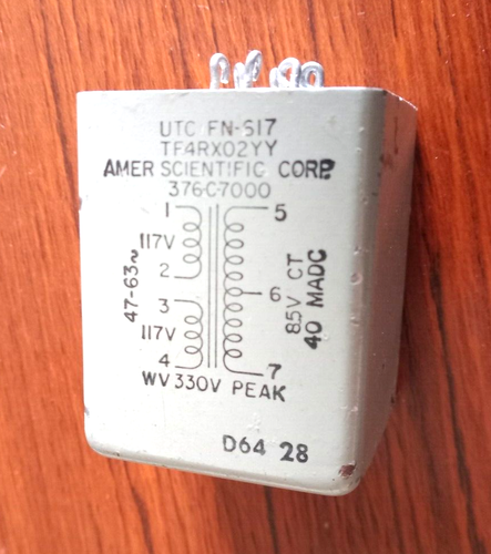 Transformer, UTC FN-617 85VCT TF4RX02YY NOS Good Clean Condition | eBay
