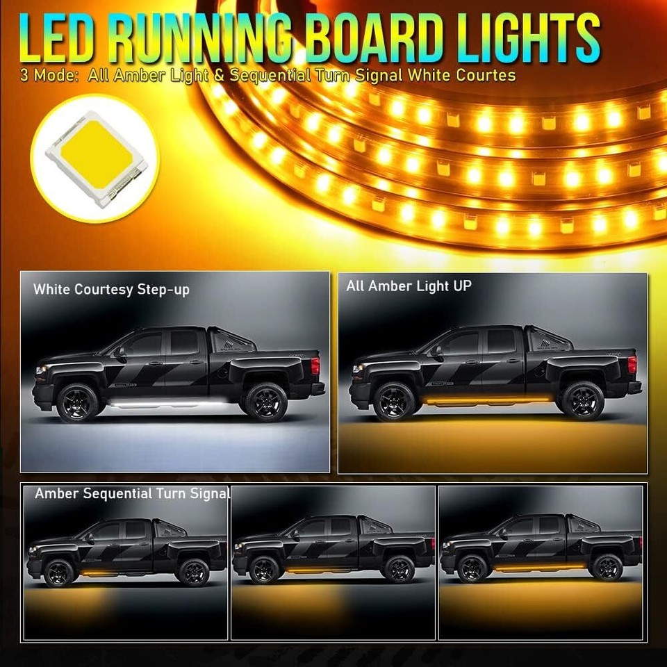 NEW 2X 70" Truck LED Running Board Lights Side Marker Kit White ...