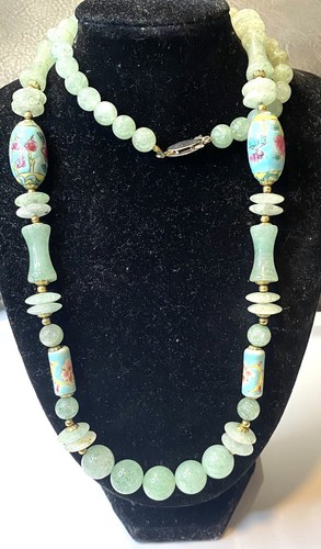 1. 324 Vintage necklace, natural jadeite, cloizone bead inserts | eBay
