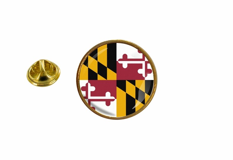 Pins Pin Badge Pin's USA American Flag United States Maryland Round ...