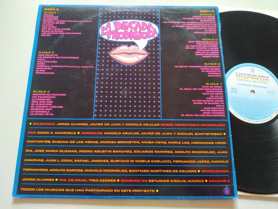 LA DECADA PRODIGIOSA 1985 Hispavox Pop Spagnolo - LP 12" Vinilo - VG/VG ...