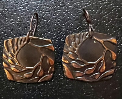 Artist Michele Raney Signed Leaf Design Earrings For Women | eBay