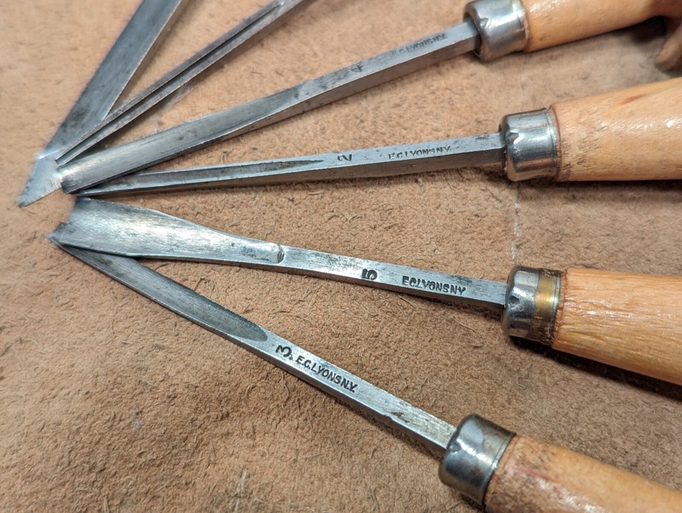 Antique E. C. Lyons Wood Chisels Carving Set Vintage Tools Chisel ...
