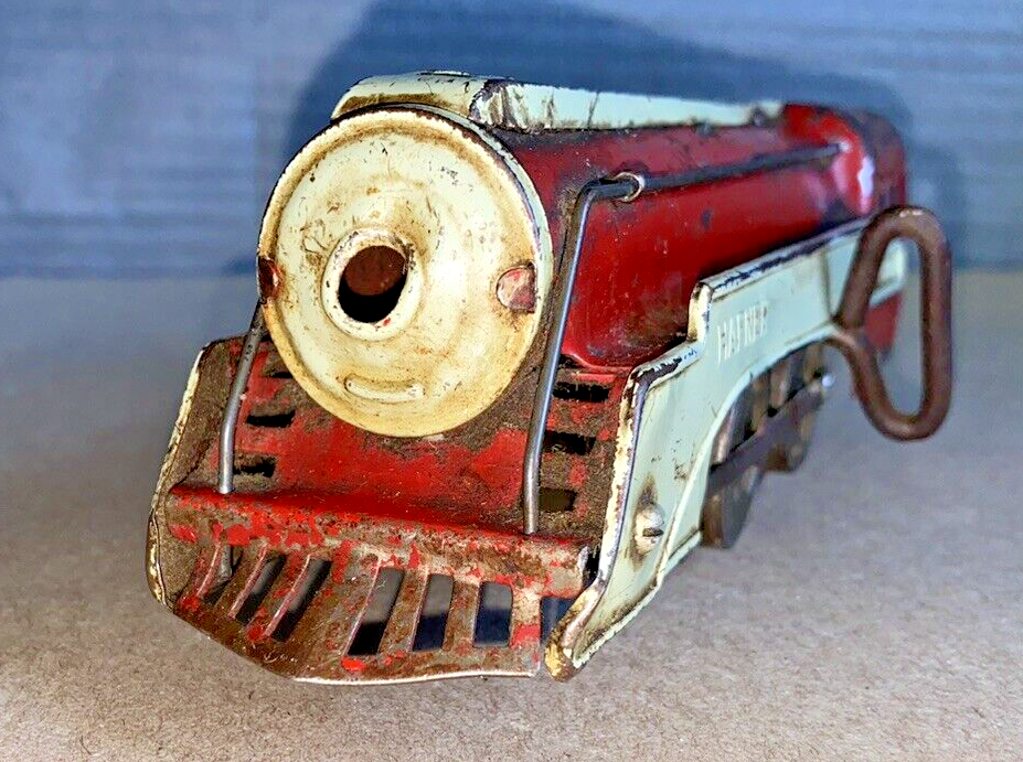 HAFNER PRE-WAR WIND-UP #1010 TRAIN ENGINE & GLEN ELLYN TRAIN STATION ...