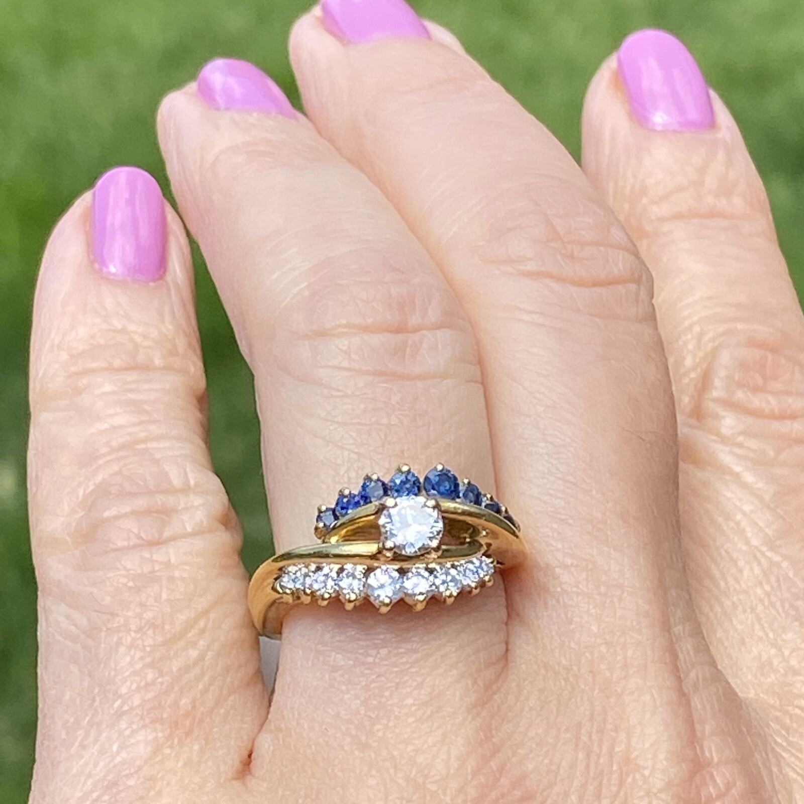 Vintage Sapphire Diamond Ring Estate Fine Jewelry Pre-owned Size 6.25 ...