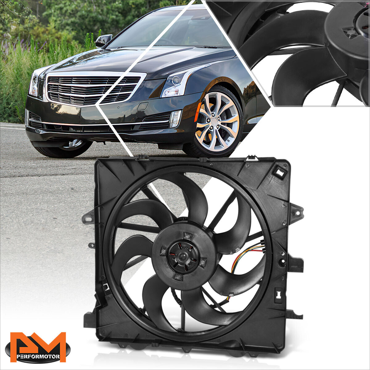 For 13-16 Cadillac ATS/CTS 2.0L 3.6L Factory Style Radiator Cooling Fan ...