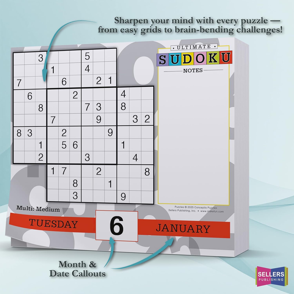 Ultimate Sudoku 2026 Daily Desk Calendar: Boxed Page-A-Day Puzzle ...