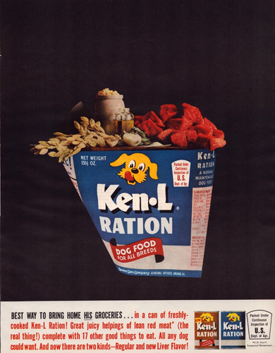 Ken-L Ration Dog Food Puppy Quaker Oats Co. Chicago Liver Vintage Print ...
