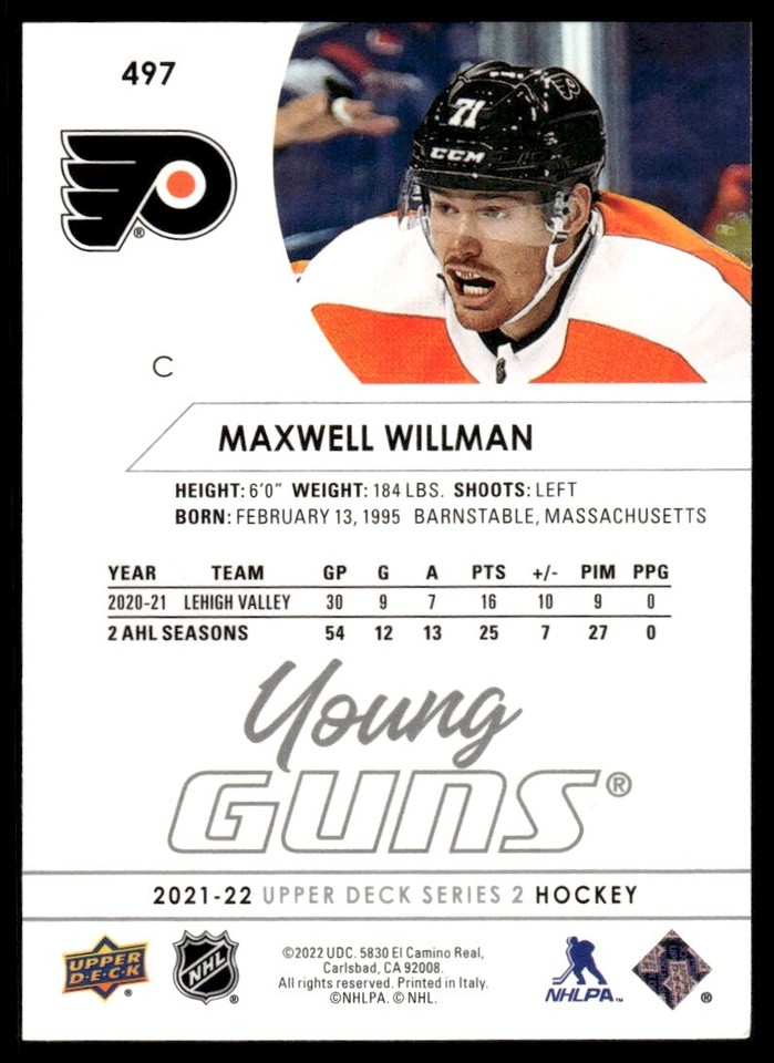 2021-22 Series 2 Maxwell Willman Rookie Philadelphia Flyers #497 | eBay