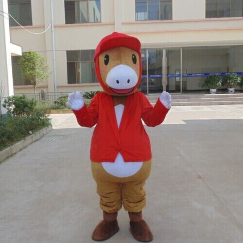 Red Horse Mascot Costume Cosplay Party Fancy Dress Brothers Suits Adult ...