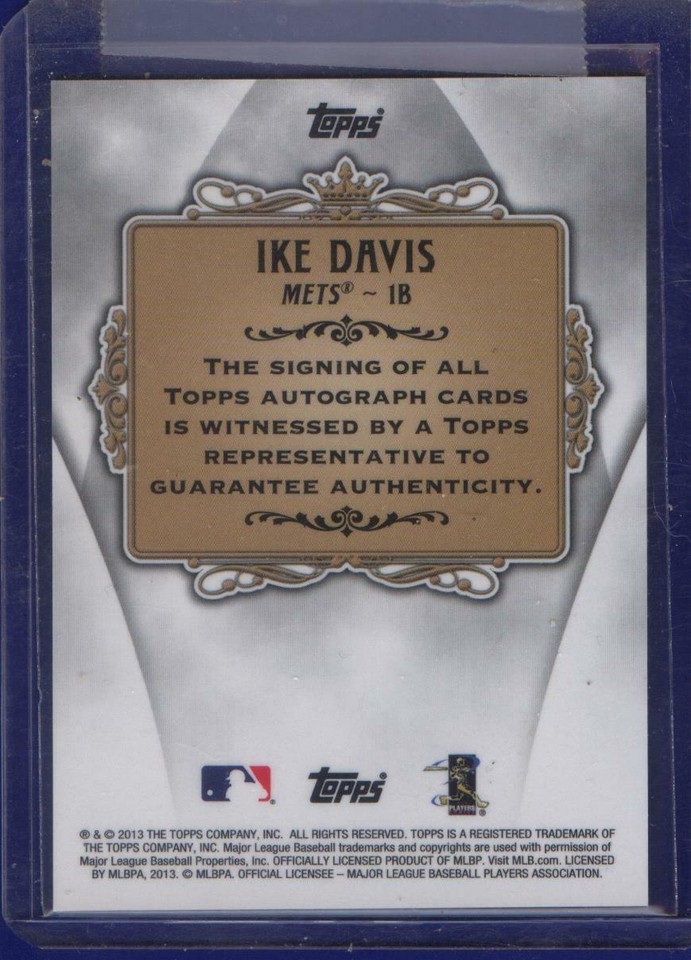 2013 Topps New York Mets Ike Davis Autograph #/10 Redemption Topps ...