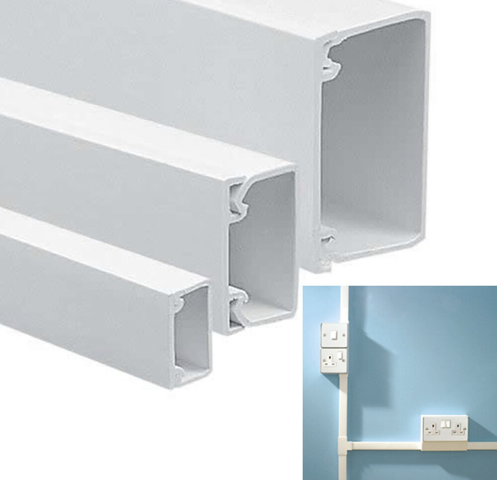 Electrical Cable Trunking PVC Wire Conduit Plastic Cover White - Mini ...