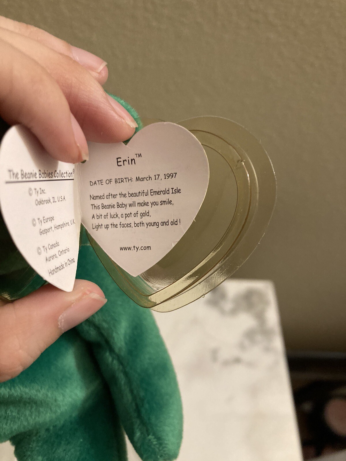 Ty Beanie Baby Erin The Bear 1997 Retired Plush Toy 8421041862 | eBay