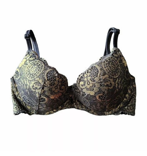 Victoria’s Secret Very Sexy Push Up Bra 34C Gold Metallic Lace Black ...