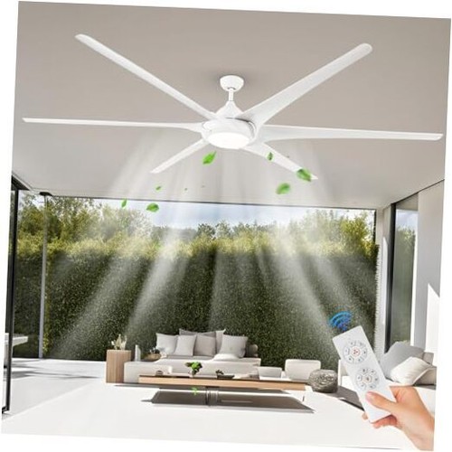 100in White Large Ceiling Fan with Lights Remote Control 6-Blade ...