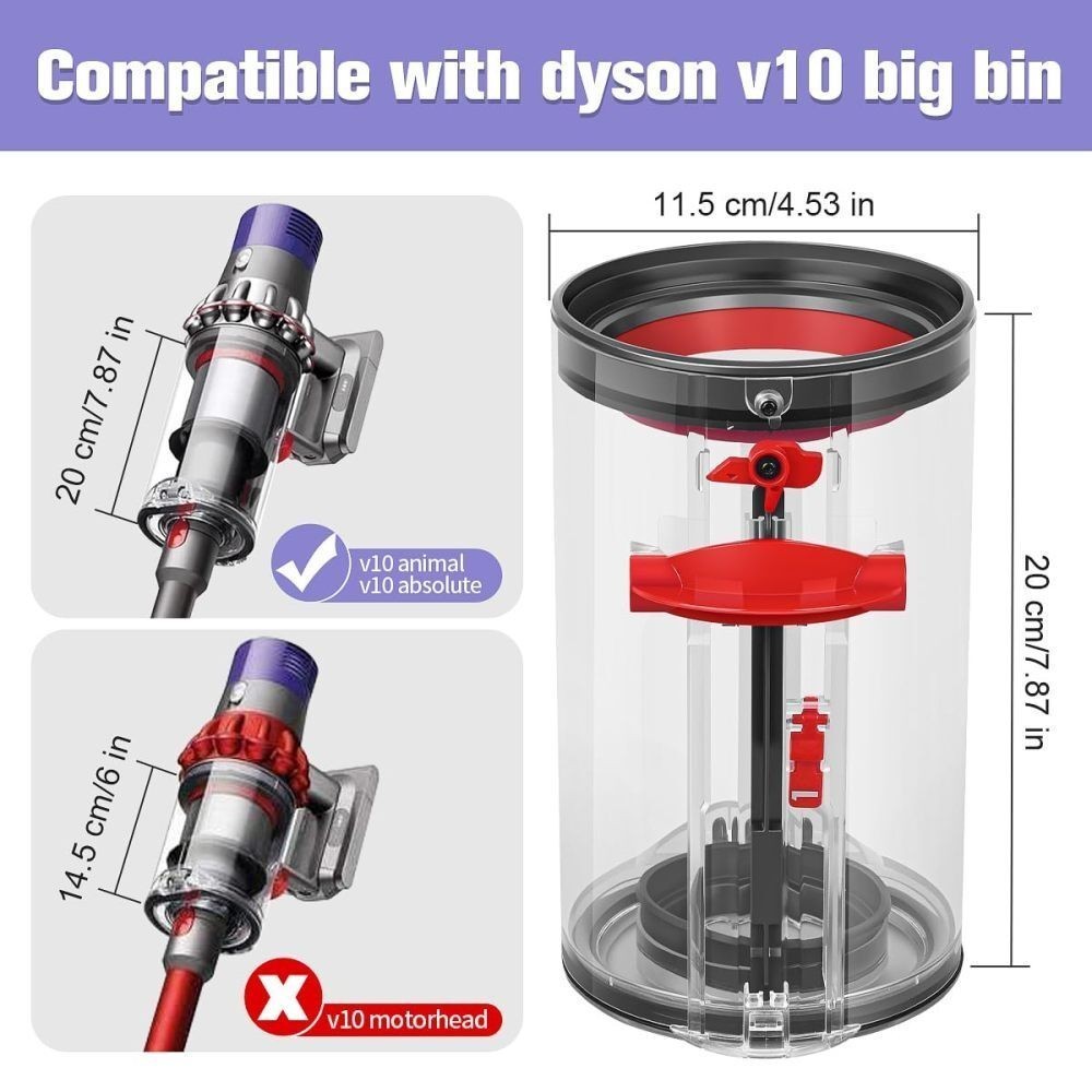 Dust Bin Replacement for Dyson V10 SV12 & SV27 Vacuum Cleaner Canister ...