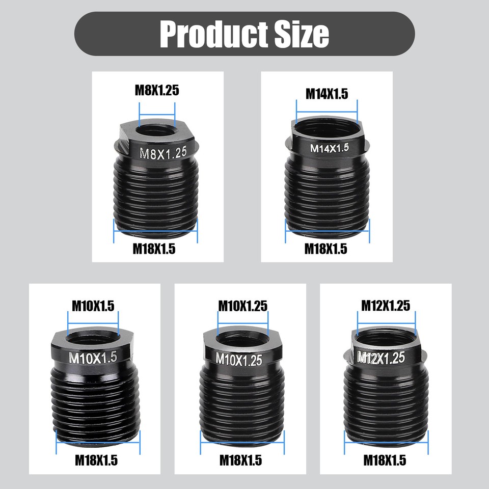 5Pcs Gear Shift Knob Adapter Kit for M10x1.25/M12/M14 Threads Car ...