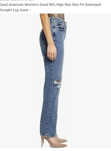 Good American Size 4/27 90’s Distressed High Rise Straight Leg Jean ...