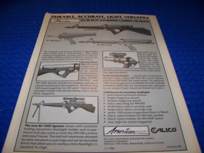1988 CALICO M100S/P/100 "DURABLE, ACCURATE.." 1-PAGE ORIGINAL SALES AD ...