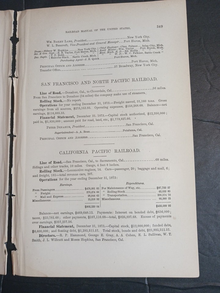 1875 Train Report CHICAGO & LAKE HURON RAILROAD (in progress) Flint ...