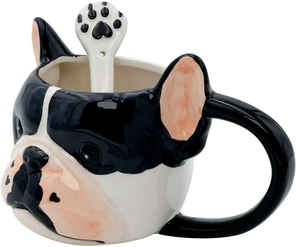 Coffee Mug Tea Ceramic Cup with Spoon Cute Dog Puppy Hand Made | eBay