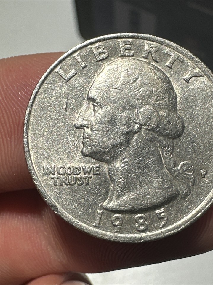 1985 Quarter Dollar P Washington Coin Great Condition Error On In God ...
