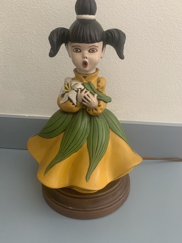 Atlantic Ceramic Mold Doll Lamp Brown Eyed Girl Pony Tails Daffodil ...