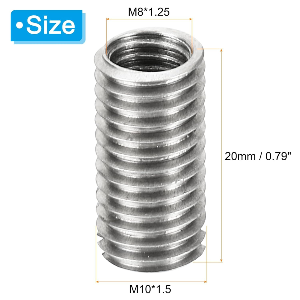 Thread Adapters Sleeve Reducing Nut, 6 Pcs M10*1.5 Male to M8*1.25 ...